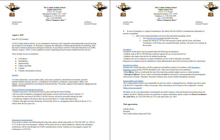 The Cynthia Jenkins School PS 37Q